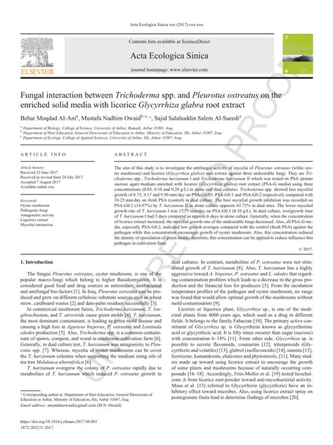 Pdf Fungal Interaction Between Trichoderma Spp And Pleurotus Ostreatus On The Enriched Solid