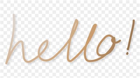 Golden Cursive Hello Typography Design Premium Png Sticker Rawpixel