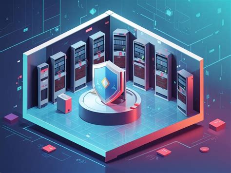 Premium Ai Image Securing Data Isometric Concept Of A Server Room With Data Protection