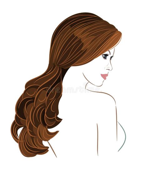 Girl With Long Brown Hair Stock Vector Illustration Of Label 35451242