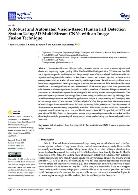 pdf a robust and automated vision based human fall detection system