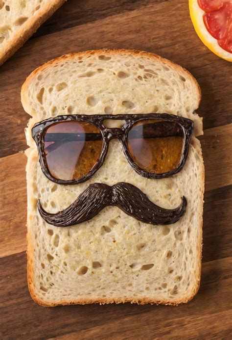 A Slice Of Bread With Sun Glasses And Mustache Stock Illustration