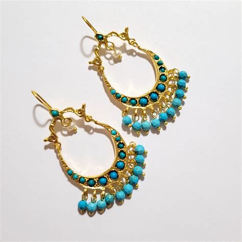 Turquoise And Pearl Teardrop Dangle Earrings From Turkey The Silk Road Fair Trade Market