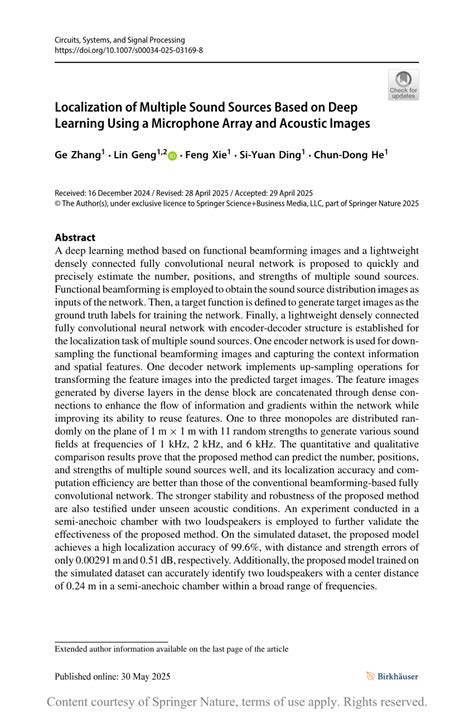 Localization Of Multiple Sound Sources Based On Deep Learning Using A