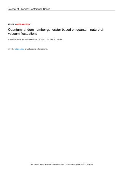 PDF Quantum Random Number Generator Based On Quantum Nature Of Vacuum Fluctuations