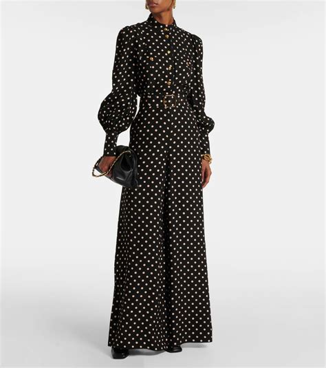 Zimmermann Belted Polka Dot Wide Leg Pants Zimmermann