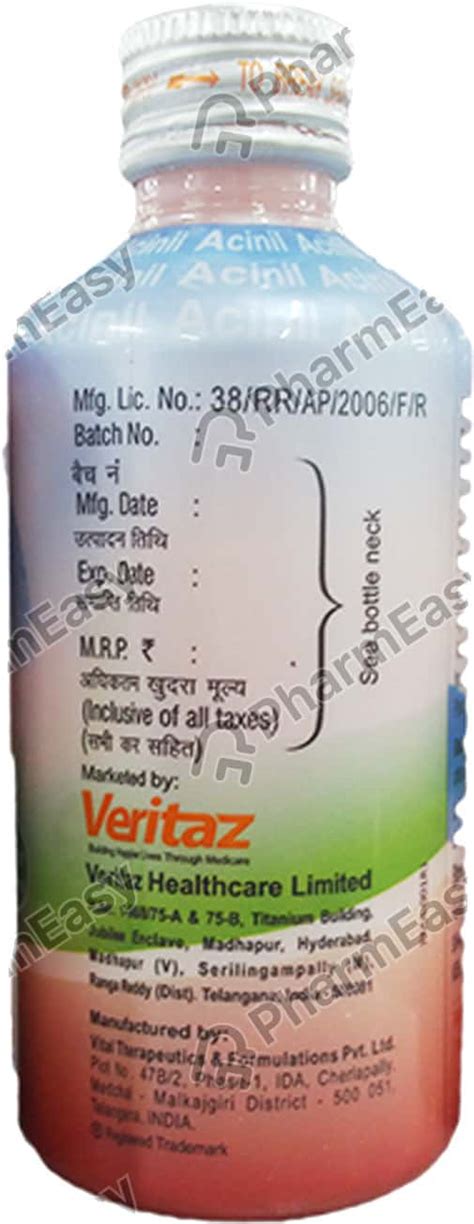 Acinil Mint Flavour Sugar Free Suspension 170ml Uses Side Effects