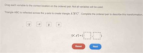 Solved Drag Each Variable To The Correct Location On The Ordered Pair