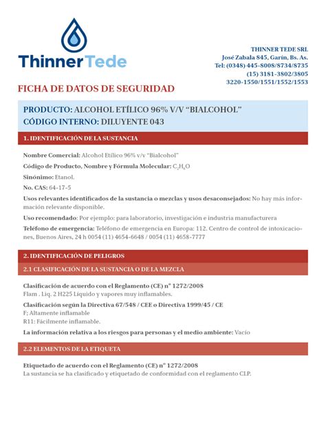 Alcohol Msds Pdf Agua Etanol