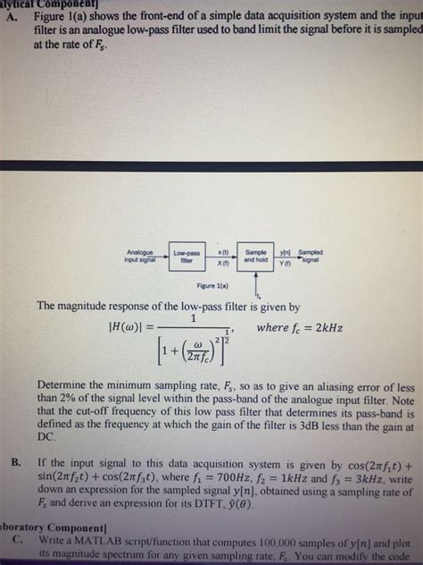 Solved Shows The Front End Of A Simple Data Acquisition