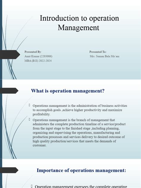 Introduction to Operation Management | PDF