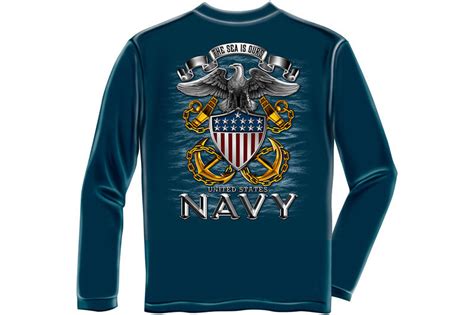 Navy Full Print Eagle Long Sleeve T Shirt Mustang Loot