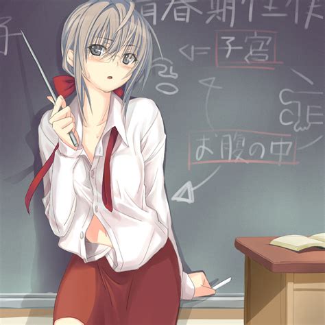 Shin Ryox Shinryou Rei Original Bad Id Bad Pixiv Id 1girl Blouse Chalk Chalkboard
