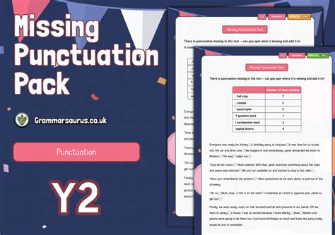 Year 2 Missing Punctuation Pack Grammarsaurus