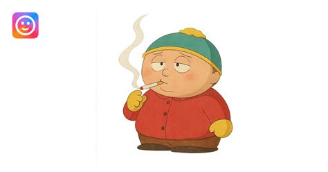 Ghibli Style Eric Cartman From South Park Smoking No Background Image