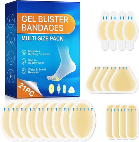 Blister Bandages For Feet 21pcs Hydrocolloid Blister Prevention Pads Waterproof
