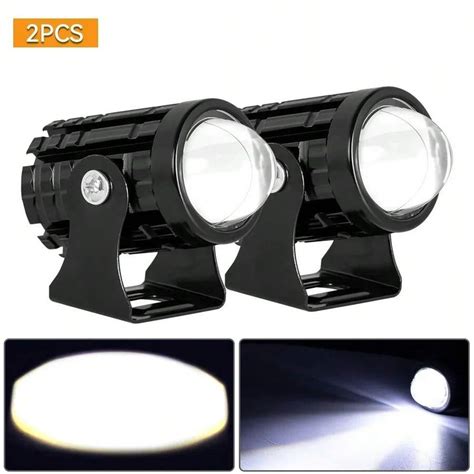 Faro Led Universal Para Motocicleta Lente De Proyector De Doble Color