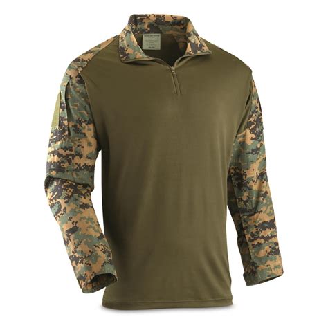 Mil Tec Mens Warrior Tactical Shirt With Elbow Pads Digital Woodland 719176 Combat Shirts