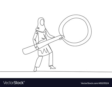 Continuous One Line Drawing Arabian Businesswoman Vector Image