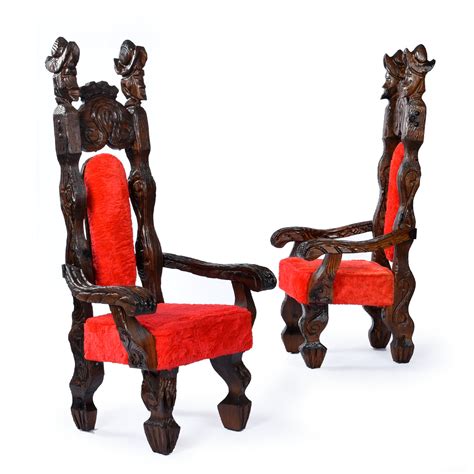 Pair Of Restored Vintage Witco Conquistador Tiki Throne Chairs In