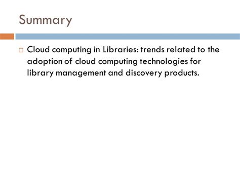 Cloud Computing In Libraries Basic Concepts And Library Applications