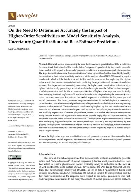 Pdf On The Need To Determine Accurately The Impact Of Higher Order Sensitivities On Model