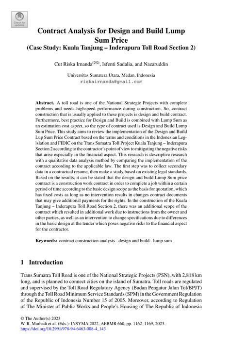 Pdf Contract Analysis For Design And Build Lump Sum Price Case