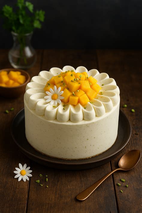 Mango Cake With Mango Bite And Cream Fresh Fruit Cake Cake Designs