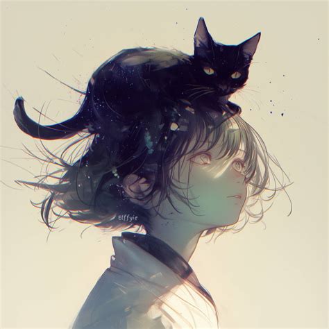 Girl And Her Cat By Elffyie On Deviantart