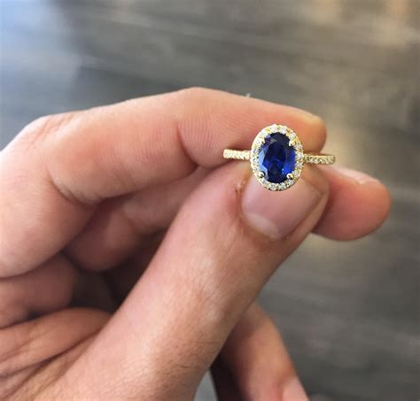 Blue Sapphire Engagement Ring Sapphire Ring Oval Ring 14k Gold Ring