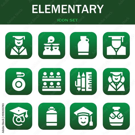 Elementary Icon Set Vector Illustrations Related With Graduation