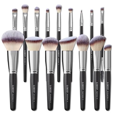 Loryp Flawless 16pc Silver Makeup Brushes Set Blush Foundation