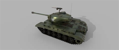 Tank M26 Pershing Pbr Military World War Army Vehicle Weapon 3d Model
