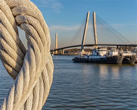 In This Closeup The Suspension Bridge S High Strength Polymer Cables