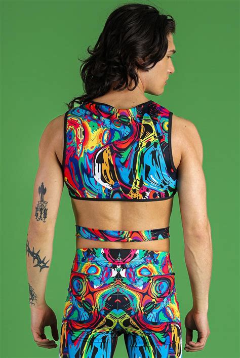 Inksplosion Mens O Ring Cut Out Crop Top For Pride Devil Walking