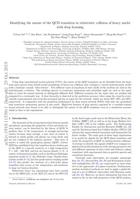 Pdf Identifying The Nature Of The Qcd Transition In Relativistic