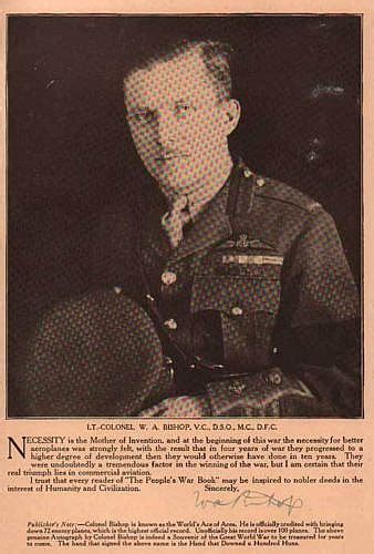 Sold Price Billy Bishop Vc Signed Biography Page Great War Pilot