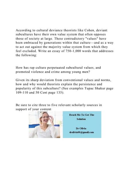 According To Cultural Deviance Theorists Like Cohen Deviant Subdocx