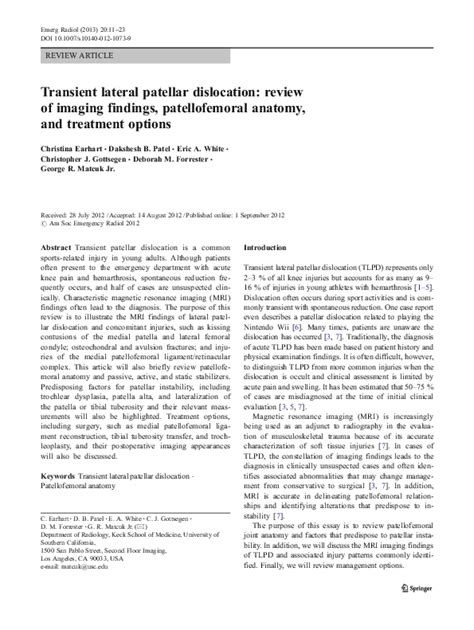 Pdf Transient Lateral Patellar Dislocation Review Of Imaging