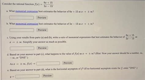 Solved Onsider The Rational Function F X 2x−138x 15 A What