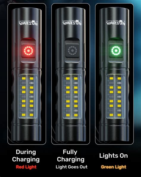 Warsun 605 Mini Flashlight Cob Light Flshlight Rechargeable Waterproof