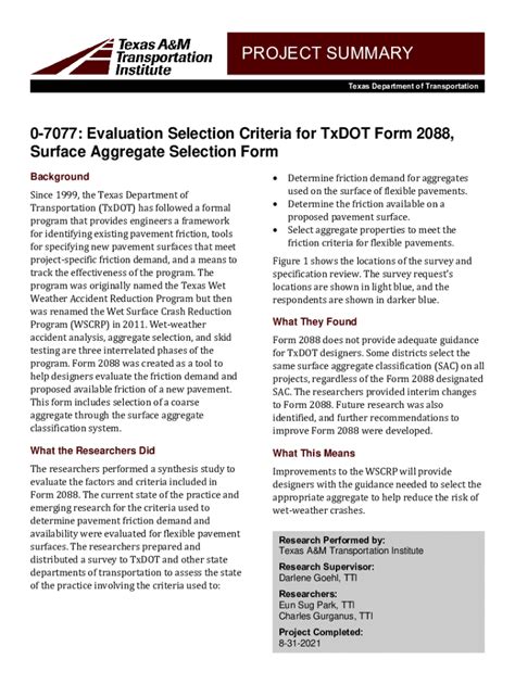 Fillable Online 0 7077 Evaluation Selection Criteria For Txdot Form