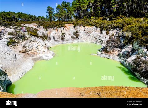 The Greenish Colour In This Crater Is Devils Bath At The Wai O Tapu