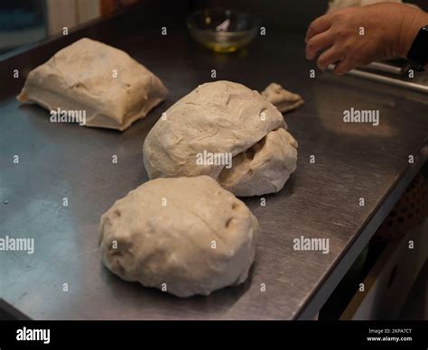 Close Up View Homemade Bakery Sourdough Yeast Artisan Bread Raw Stock