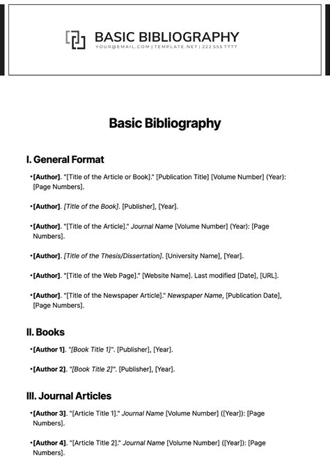 Free Basic Bibliography Template To Edit Online