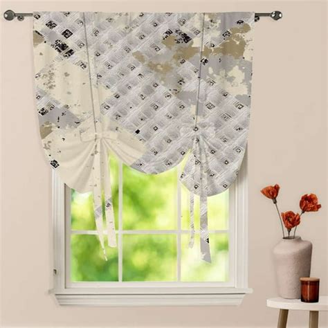Abstract Beige Grid Pattern Window Curtain For Living Room Roman