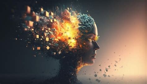 Premium Ai Image Woman Brain Explosion Generative Ai