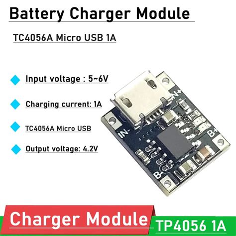 Tc4056 1a 5v 6v 4 2v Lithium Battery Charging Module With Current Prot