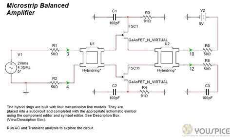Microstrip Balanced Amplifier Youspice