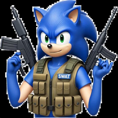 Sonic The Hedgehog On Swat With A Rifle Emoji Ai Emoji Generator